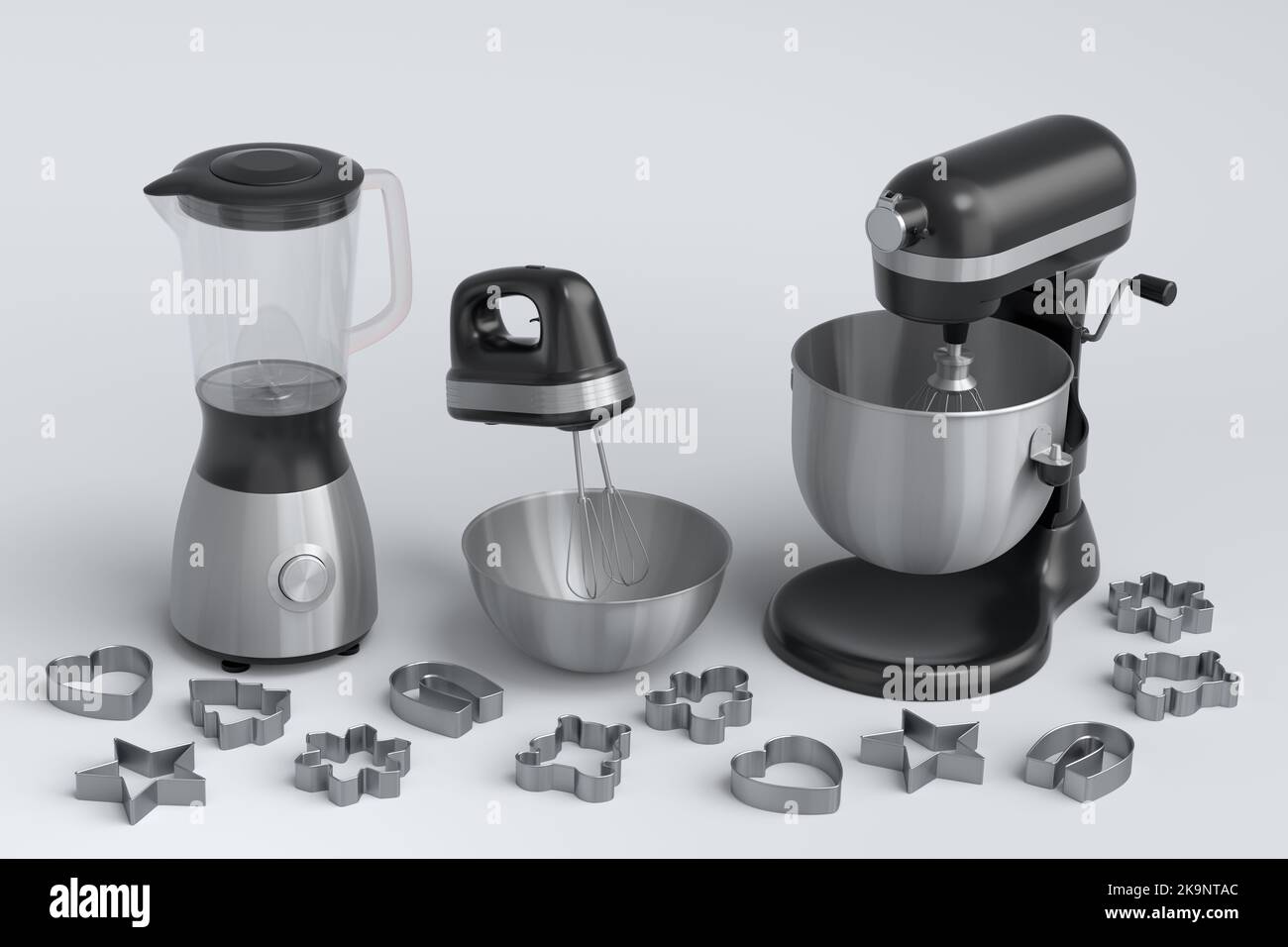 Mixer and hand mixer with kitchen utensil and metal cookie cutters for ...