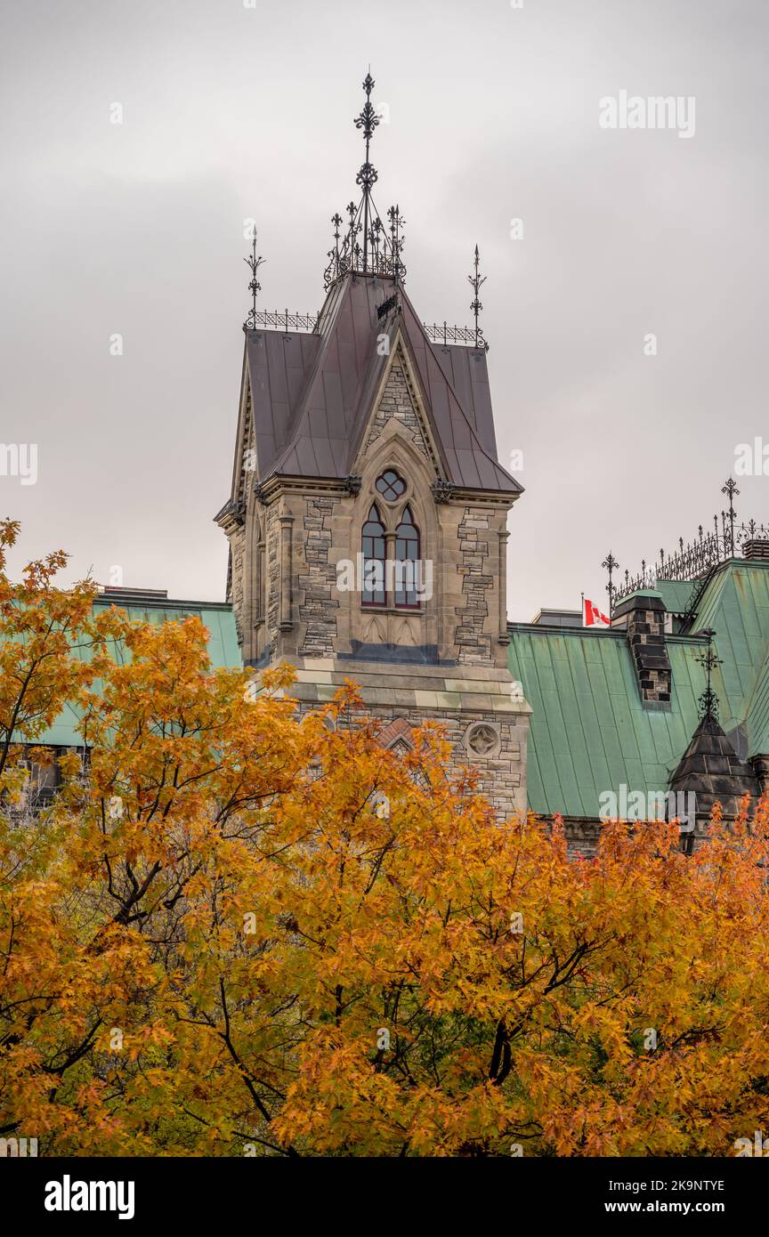 Towers of the East Block on Canada's Parliament Hill seen rising in the ...