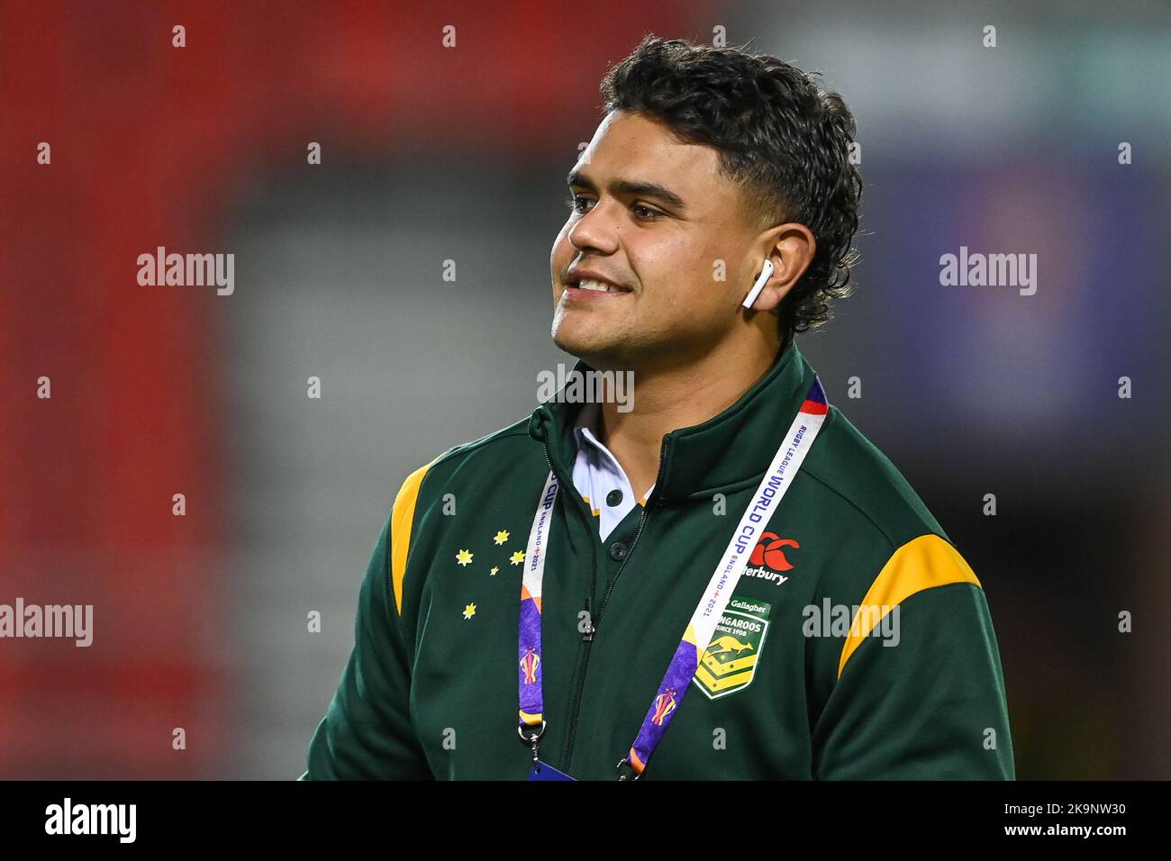 Latrell Mitchell of Australia during the pre game pitch inspection ...