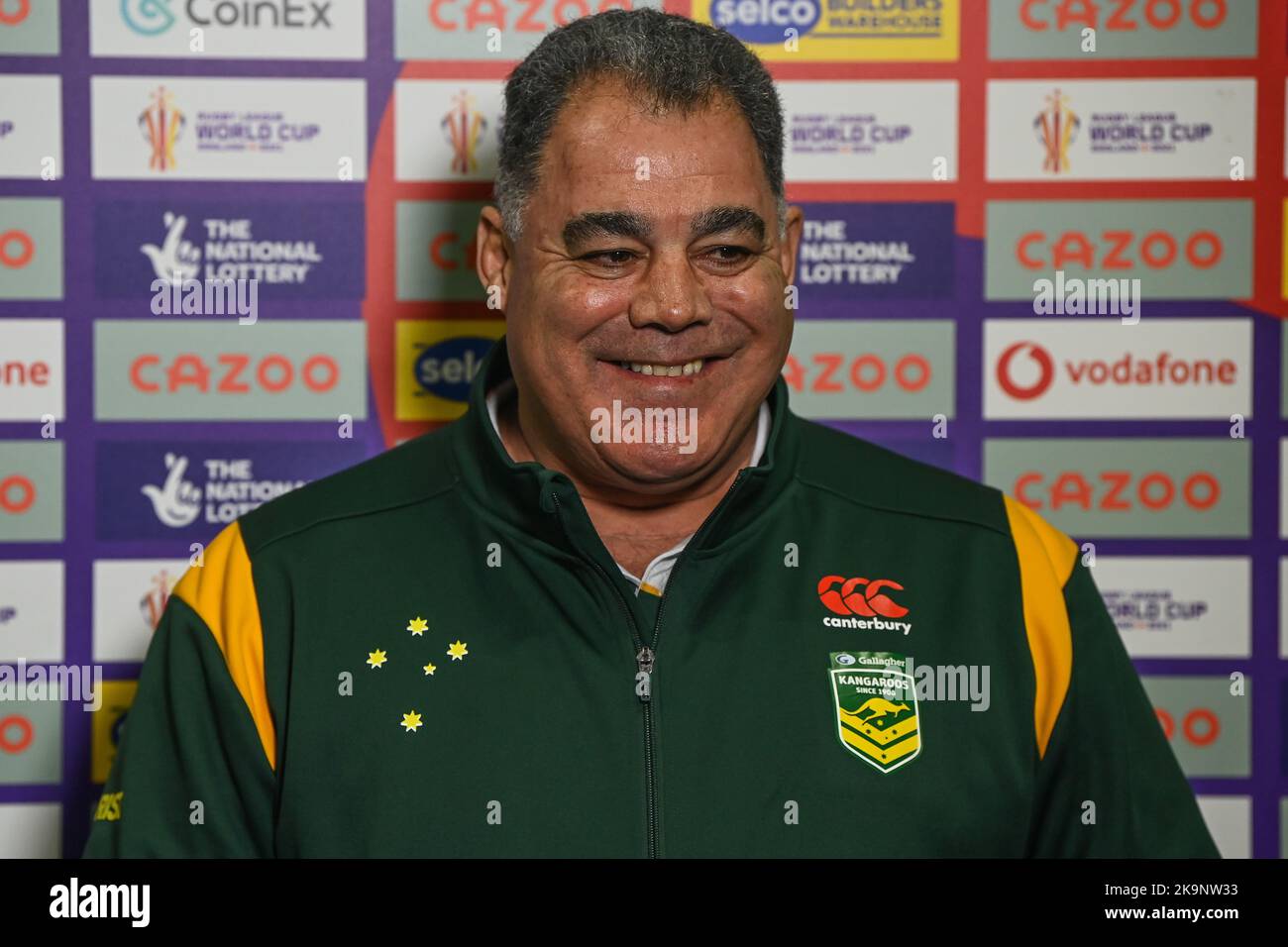 Mal Meninga Head Coach of Australia during the pre game interview ahead ...