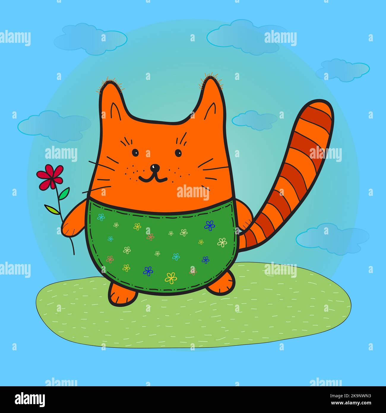 Cartoon cute cat. Funny animal illustration Stock Vector Image & Art ...