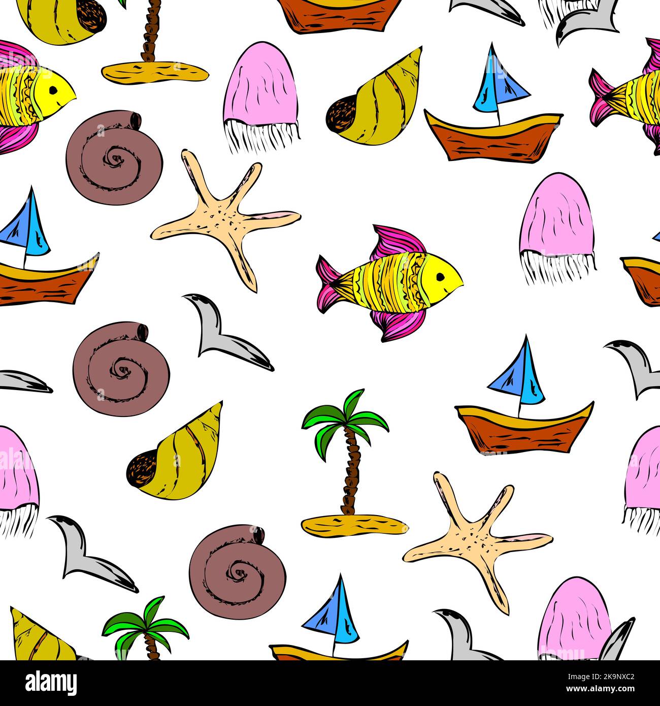 Abstract seamless background with fish, vector design element Stock ...