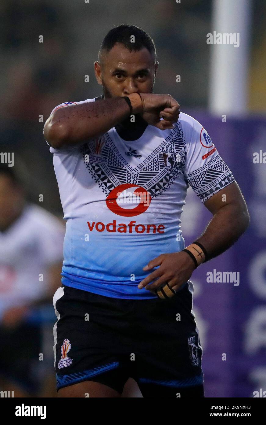 Fiji's Henry Raiwalui celebrates after scoring their side's third try ...