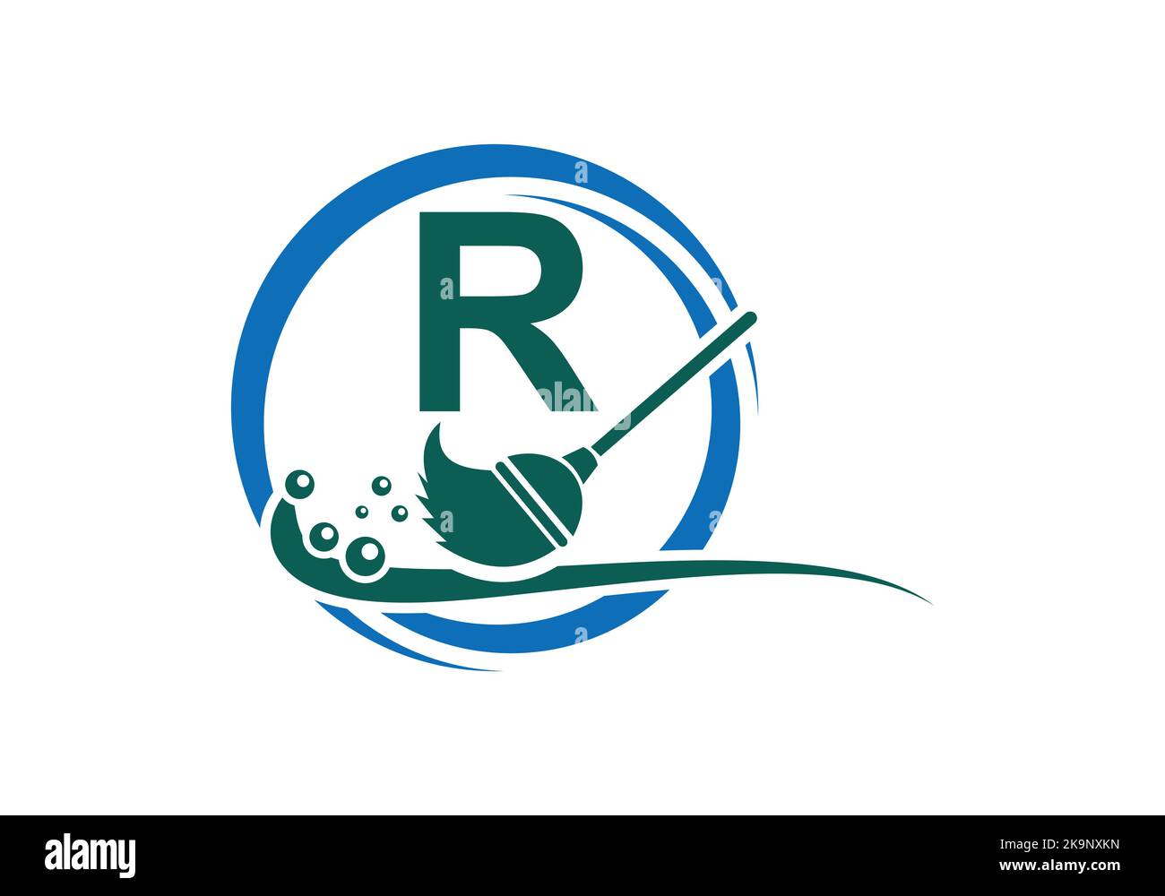 House Cleaning Logo On Letter R With Water Spa And Leaf Concept. Maid ...