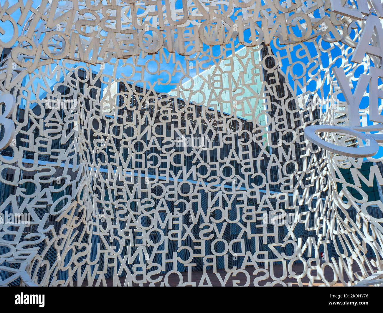 Sculpture of letters in the Façade of the Congress Palace of the ...