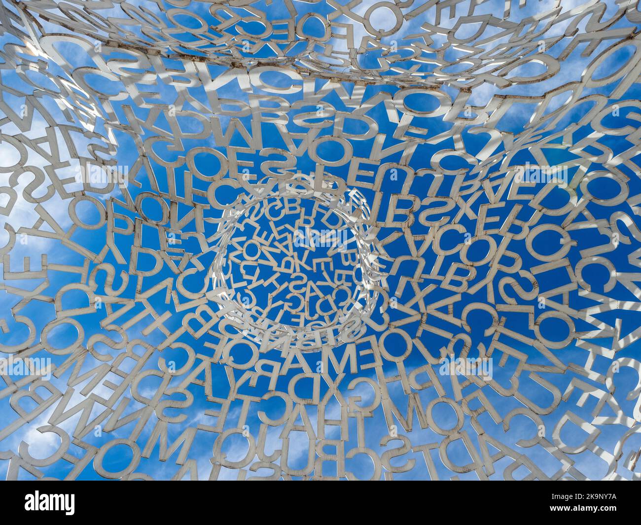 Sculpture of letters in the Façade of the Congress Palace of the ...