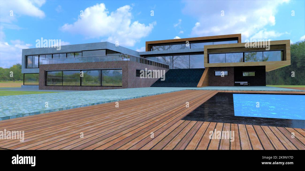 Attractive individual building project for a suburban modern estate ...