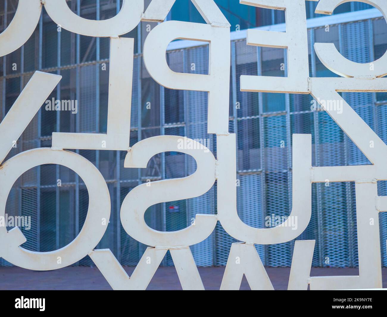 Sculpture of letters in the Façade of the Congress Palace of the ...