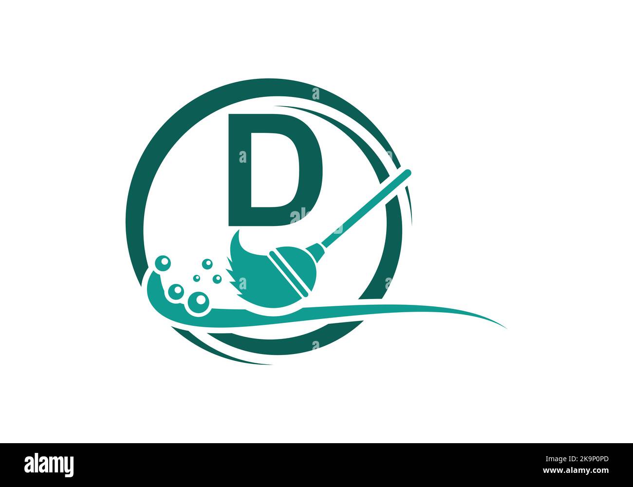 House Cleaning Logo On Letter D With Water Spa And Leaf Concept. Maid ...