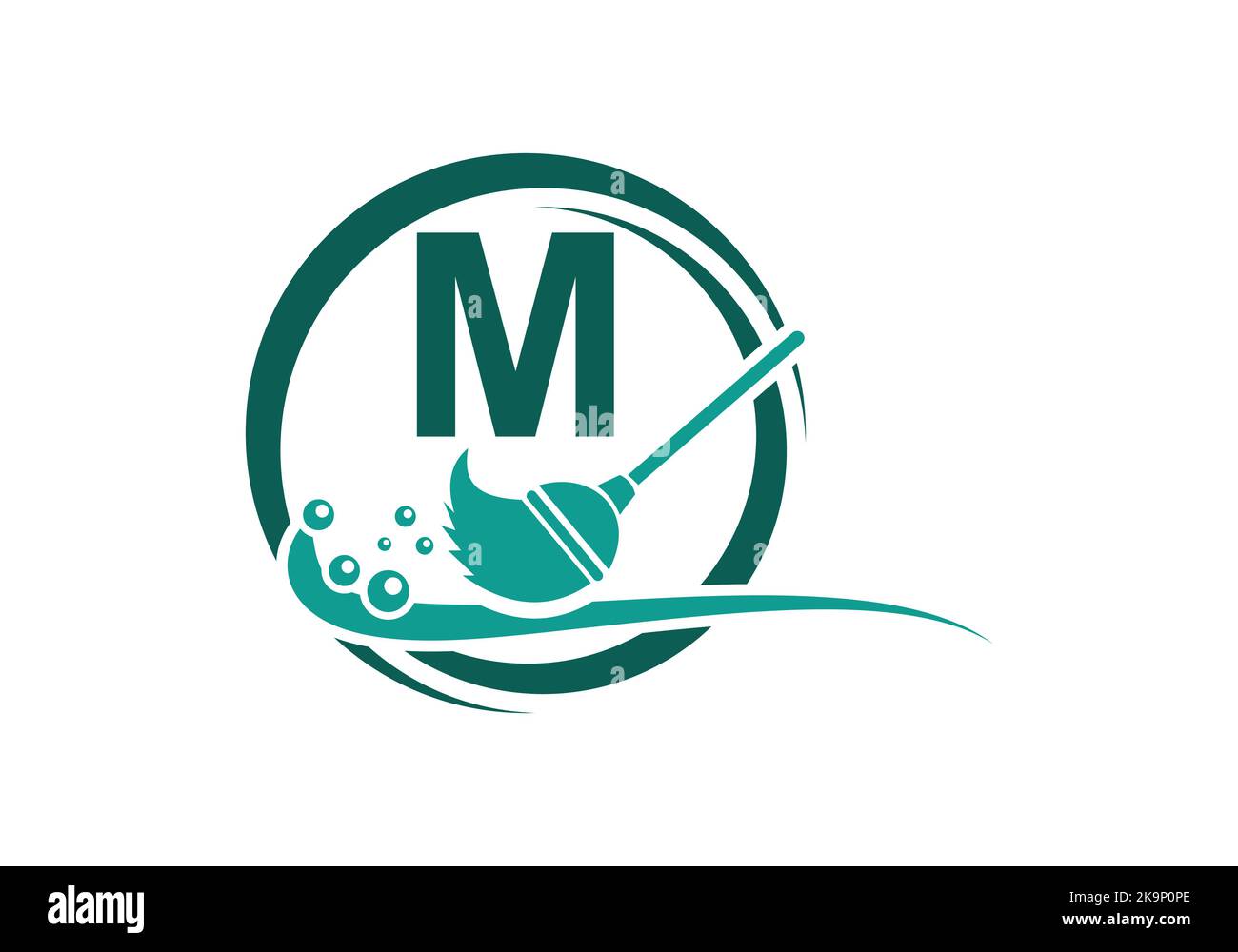 House Cleaning Logo On Letter M With Water Spa And Leaf Concept. Maid ...