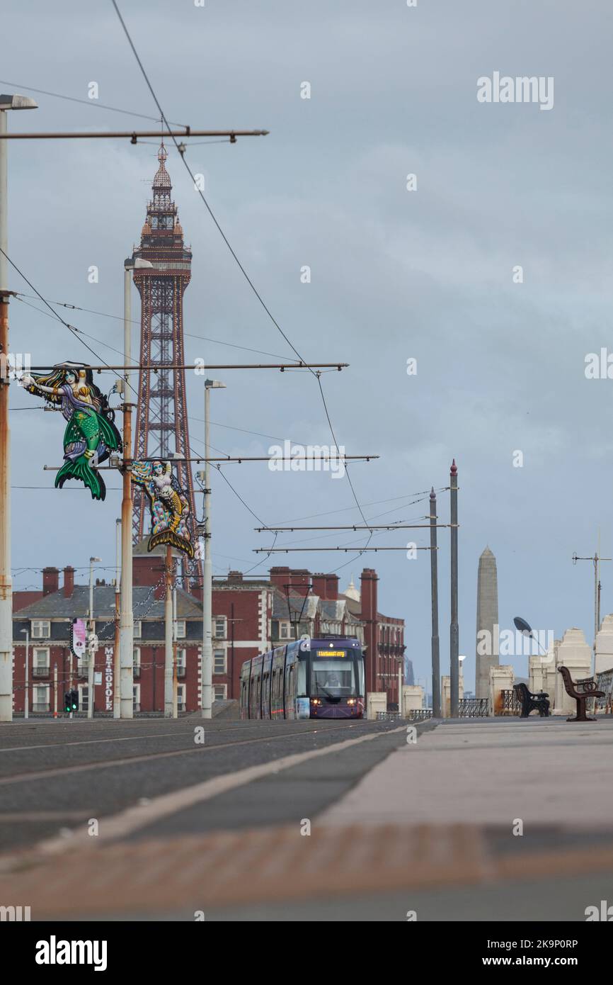 Passing Blackpool Pleasant Street with Blackpool tower in view, is ...