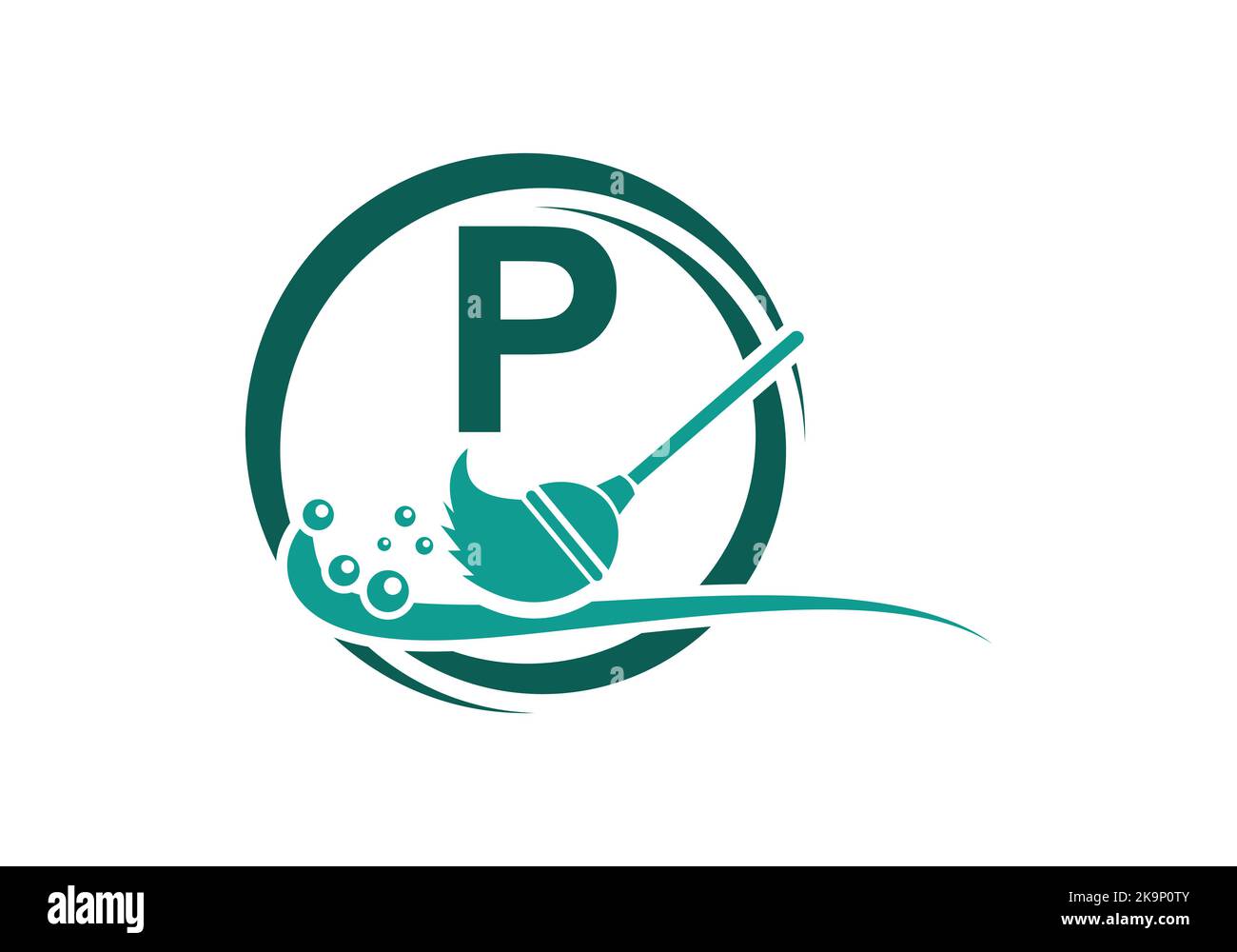 House Cleaning Logo On Letter P With Water Spa And Leaf Concept. Maid ...
