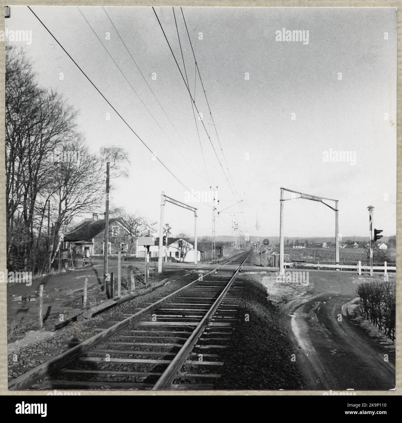 Railway crossing at Södra Vram on the line between Norra Vram and ...