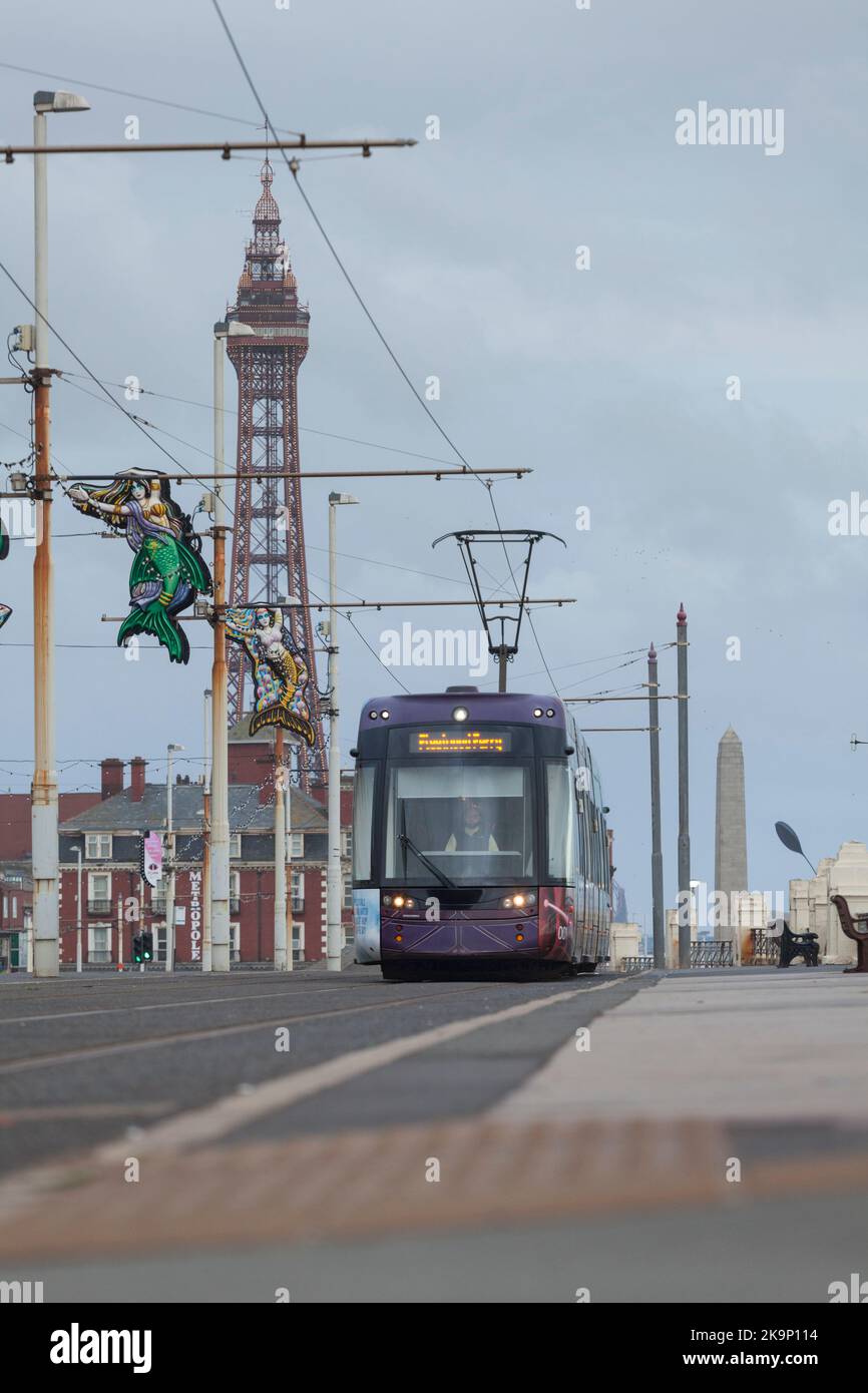 Passing Blackpool Pleasant Street with Blackpool tower in view, is ...