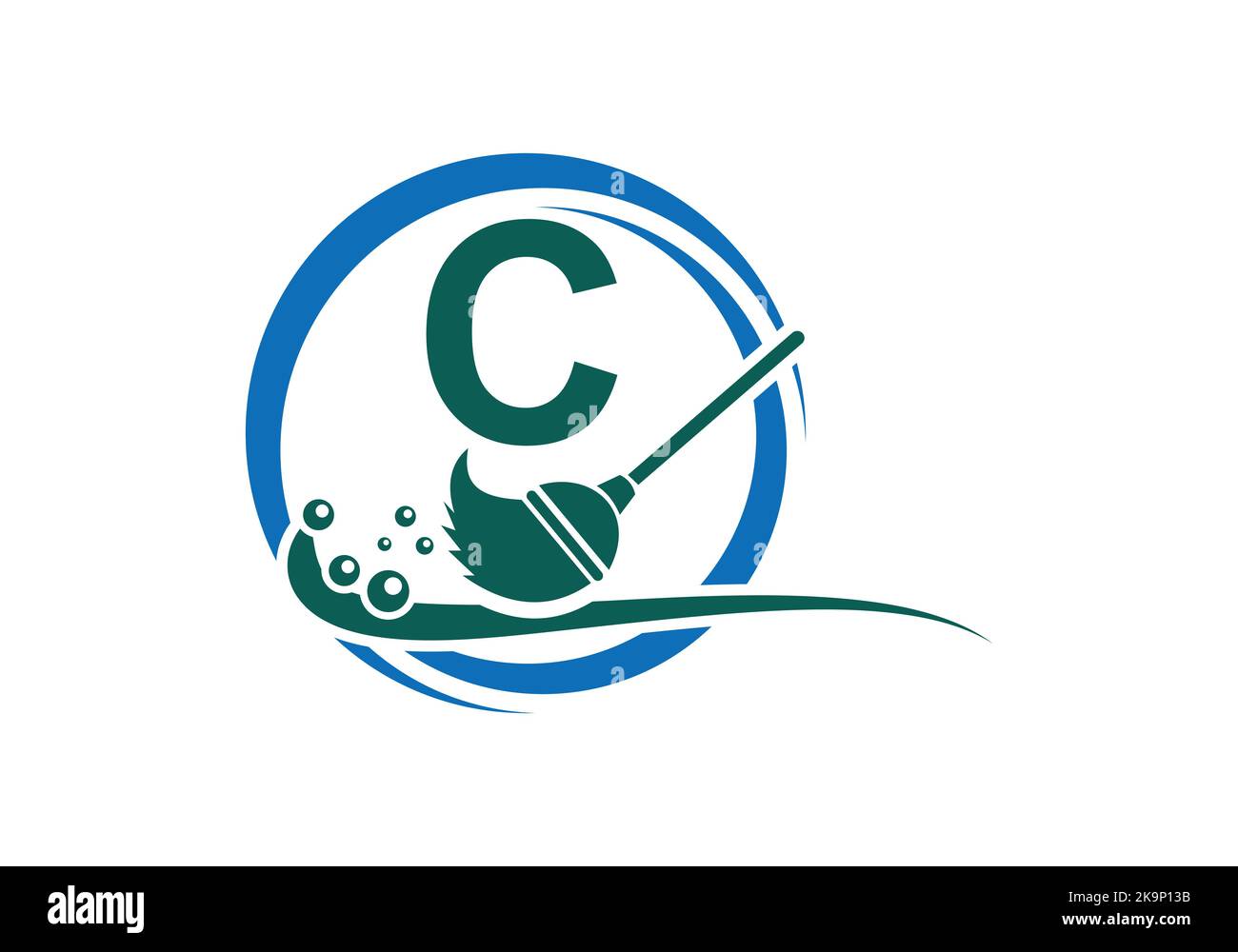 House Cleaning Logo On Letter C With Water Spa And Leaf Concept. Maid ...