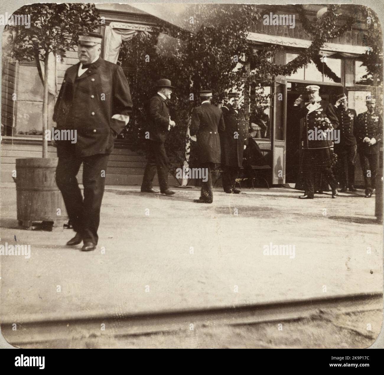 King Oscar Crown Prince Gustaf and Prince Carl outside the railway ...