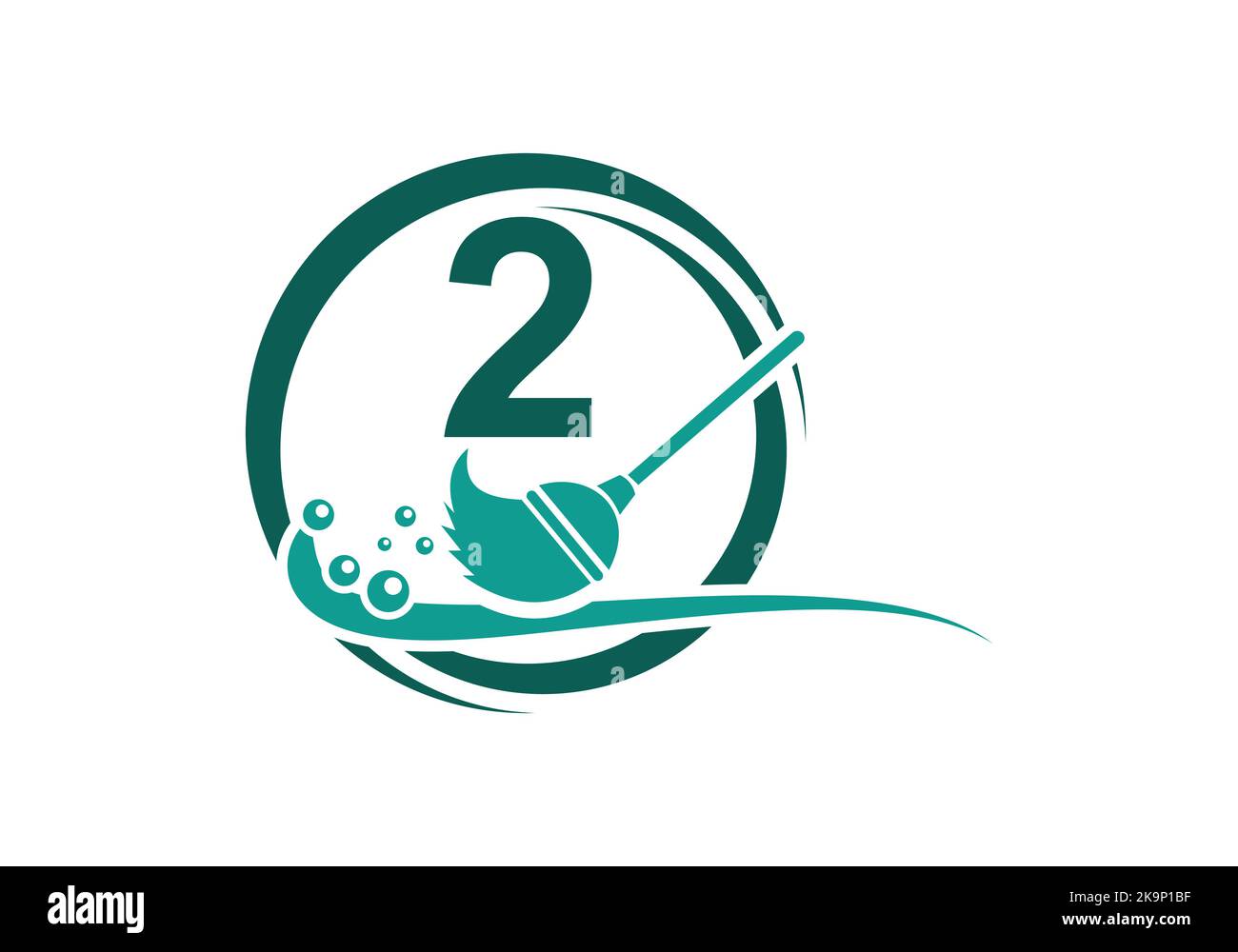 House Cleaning Logo On Letter 2 With Water Spa And Leaf Concept. Maid ...