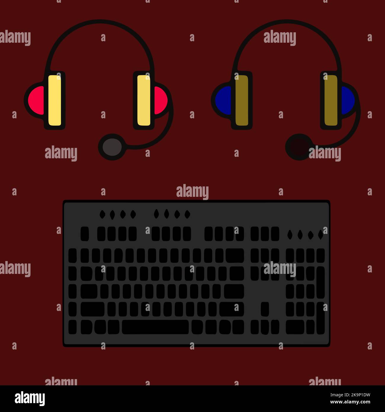 Computer accessories displayed on a red background. We also have ...