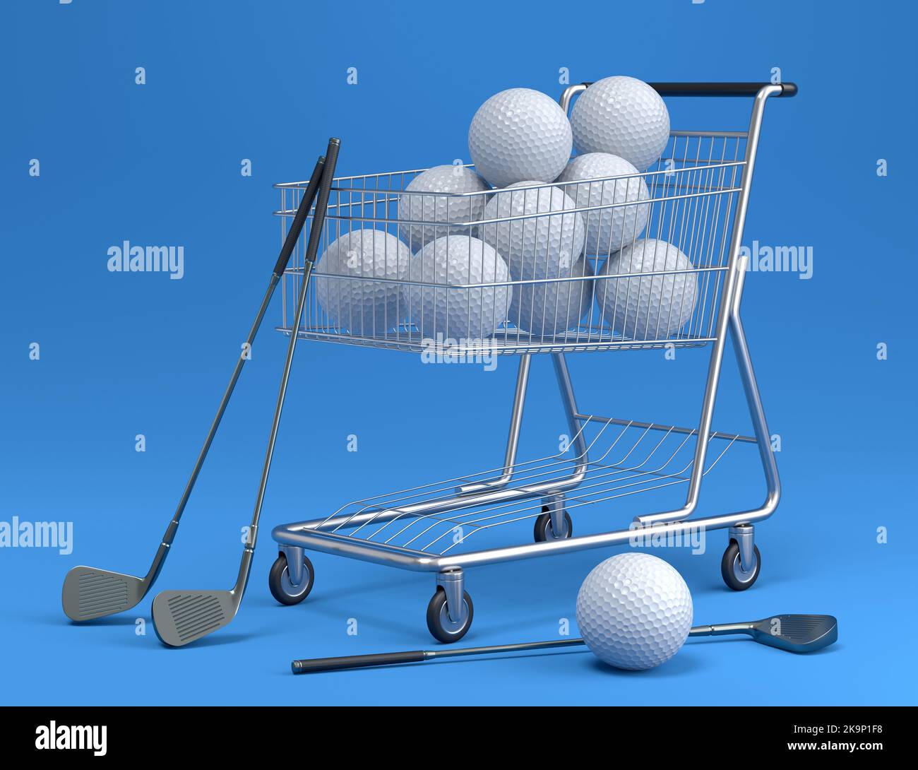 Set of ball like basketball, american football and golf in shopping ...