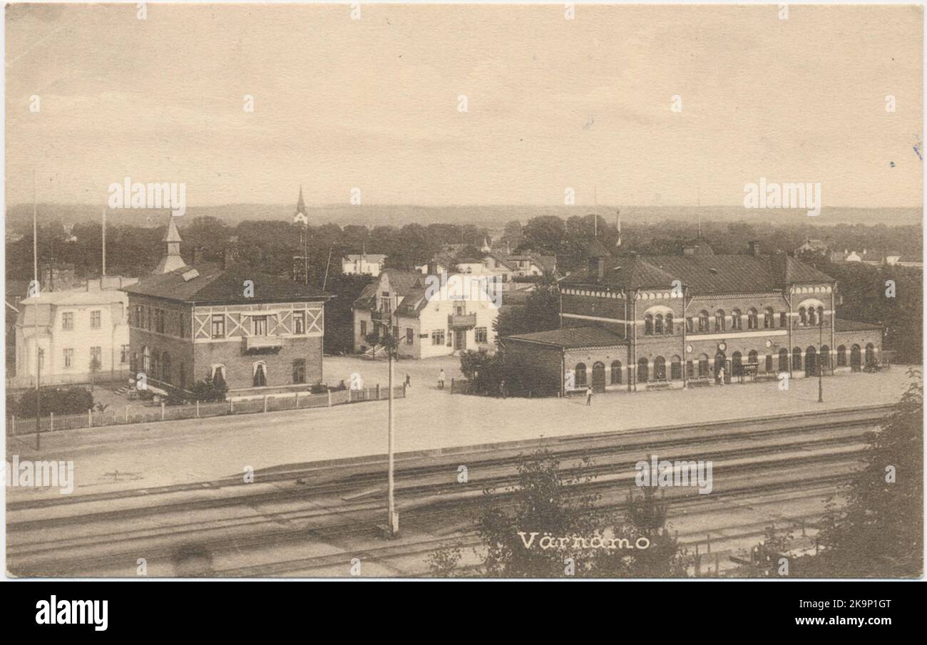 Värnamo station. Halmstad-Nässjö Railway, HNJ. The first station house ...