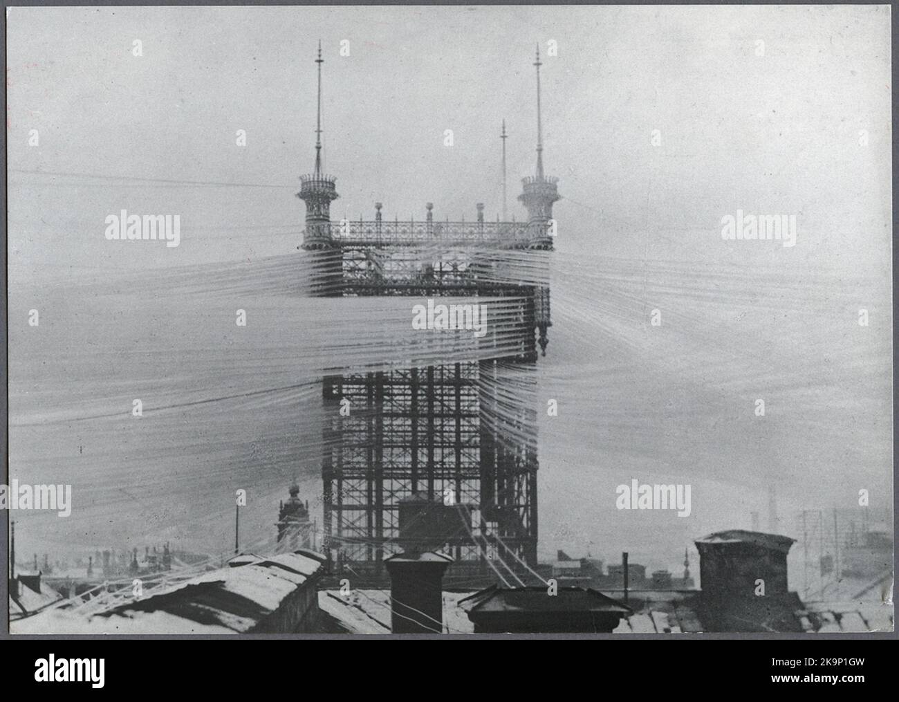 The telephone tower in Rimfrost, the end of the 19th century. On the ...