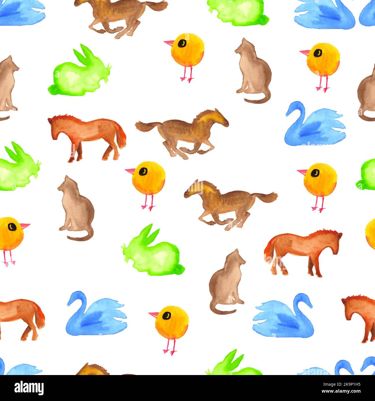 Vector abstract seamless pattern with hand drawn animals Stock Vector ...