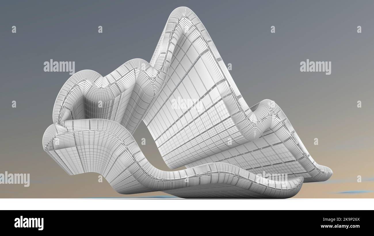 3D Illustration of an architectural structure based on the contours of ...