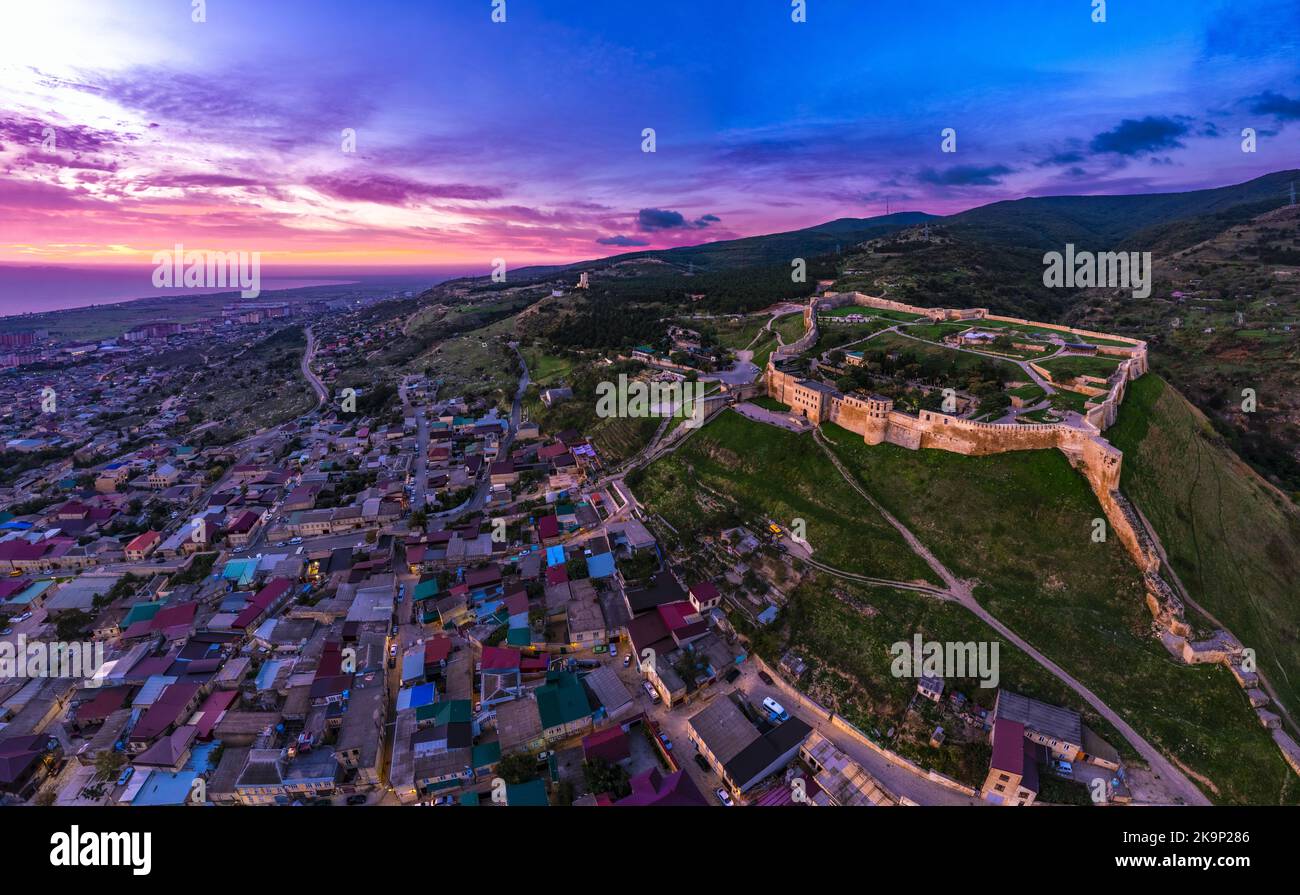 Aerial panoramic view of the ancient citadel of Naryn-Kala, fortress ...