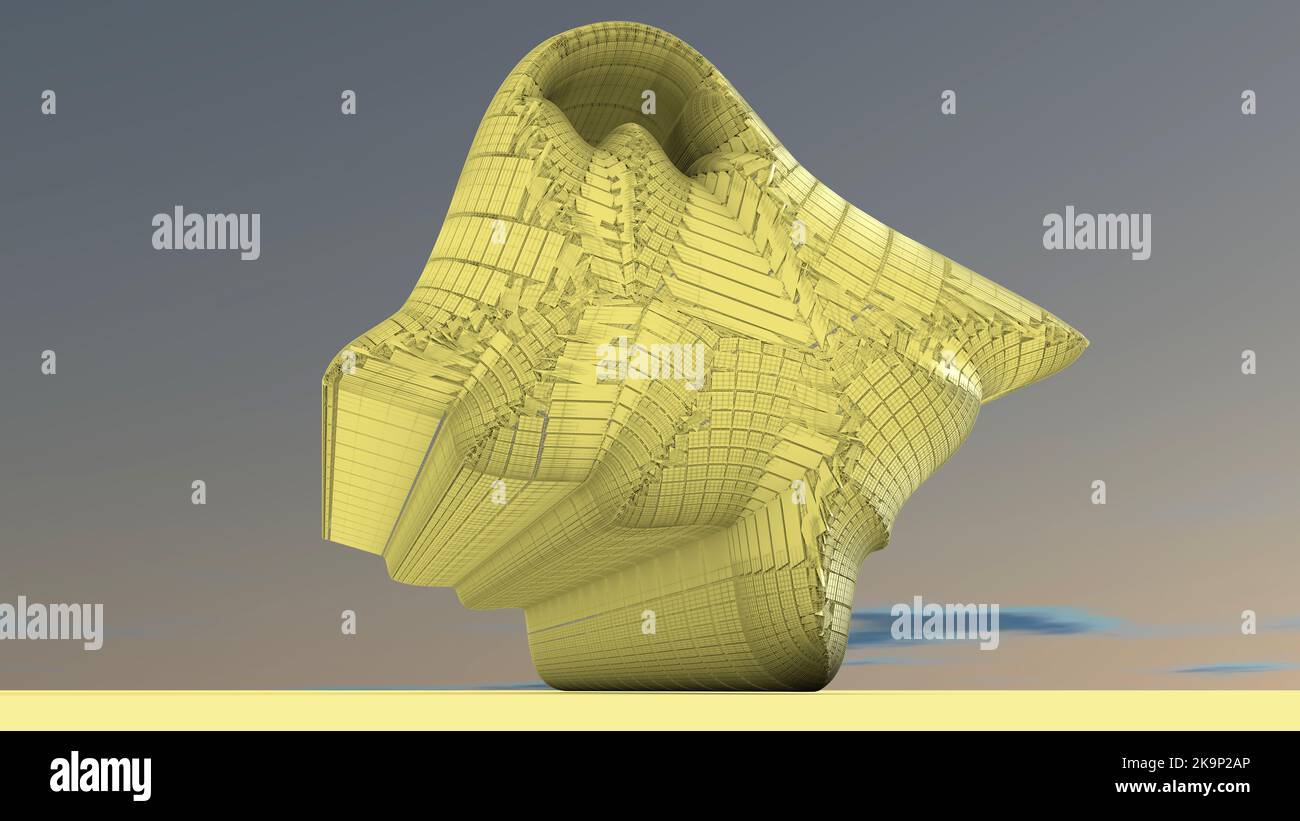 3D Illustration of an architectural structure based on the contours of ...