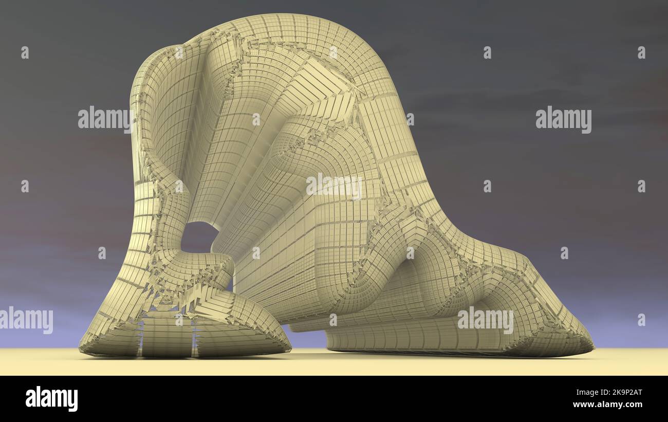 3D Illustration of an architectural structure based on the contours of ...