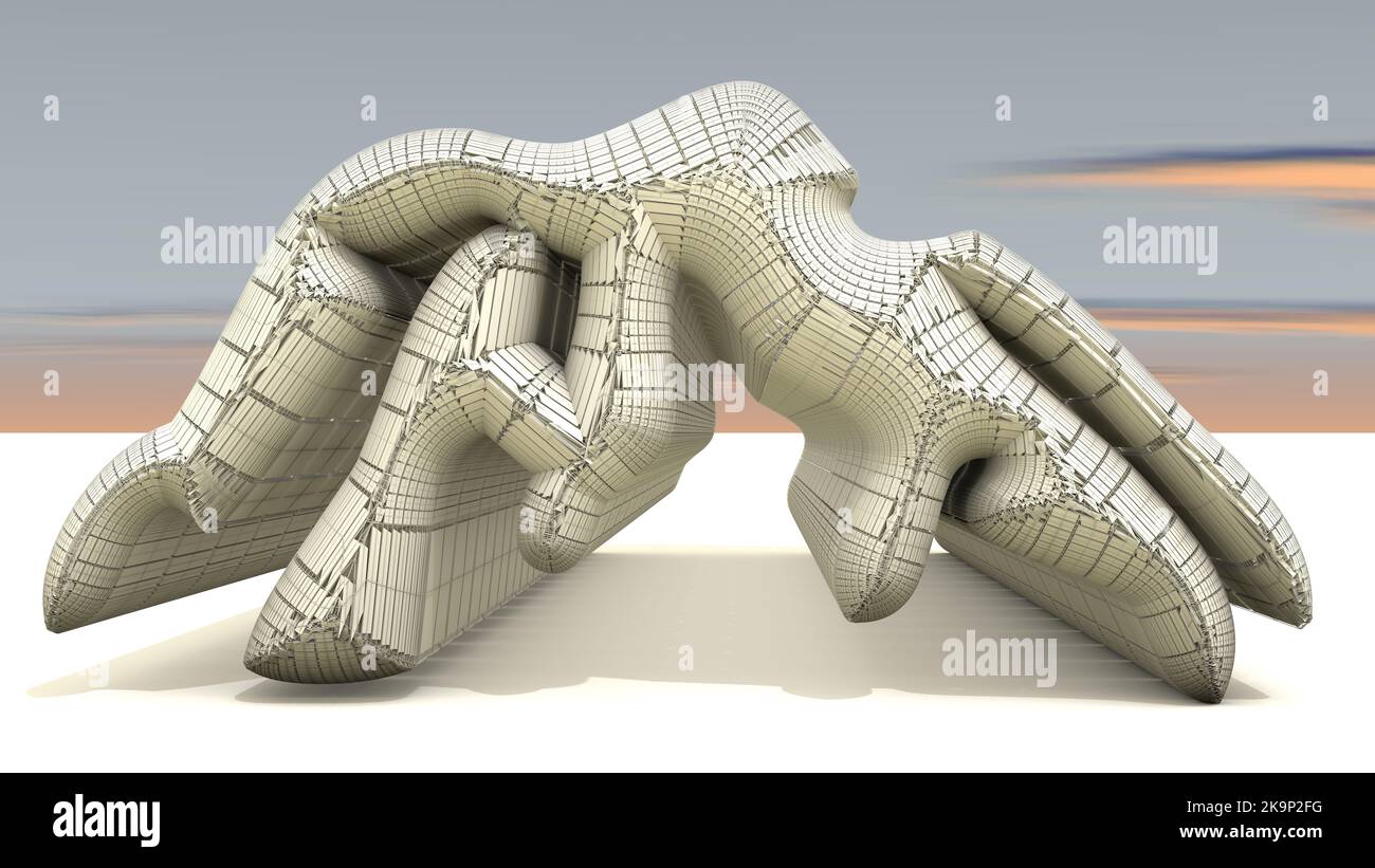3D Illustration of an architectural structure based on the contours of ...
