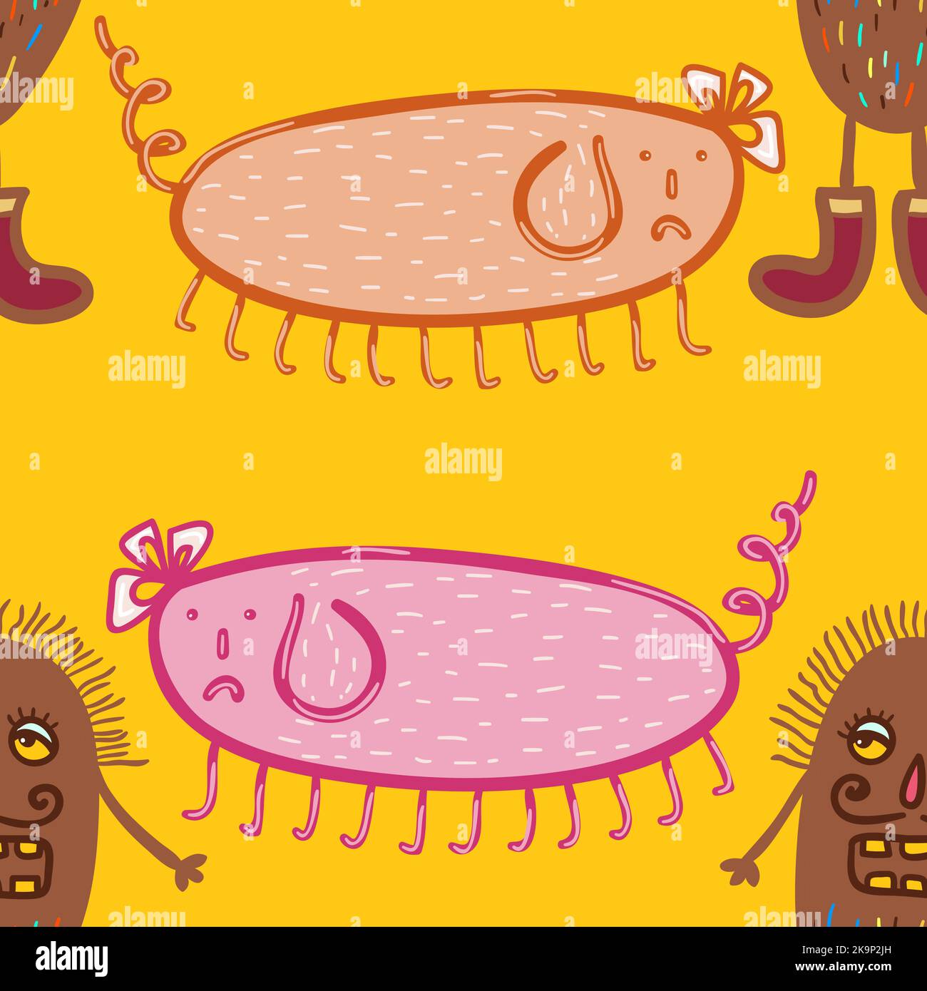 Seamless vector repeatable pattern with cute microbes Stock Vector ...