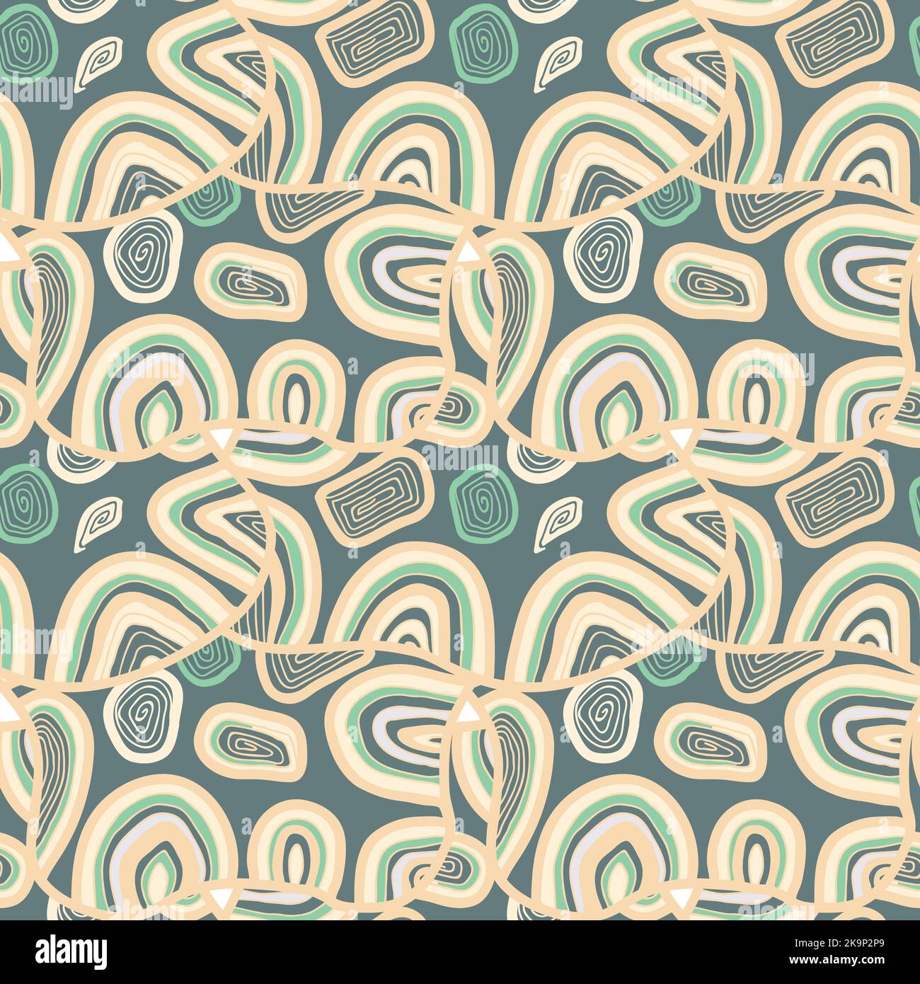 Vector seamless pattern of abstract wavy hand drawn oenamental shapes ...