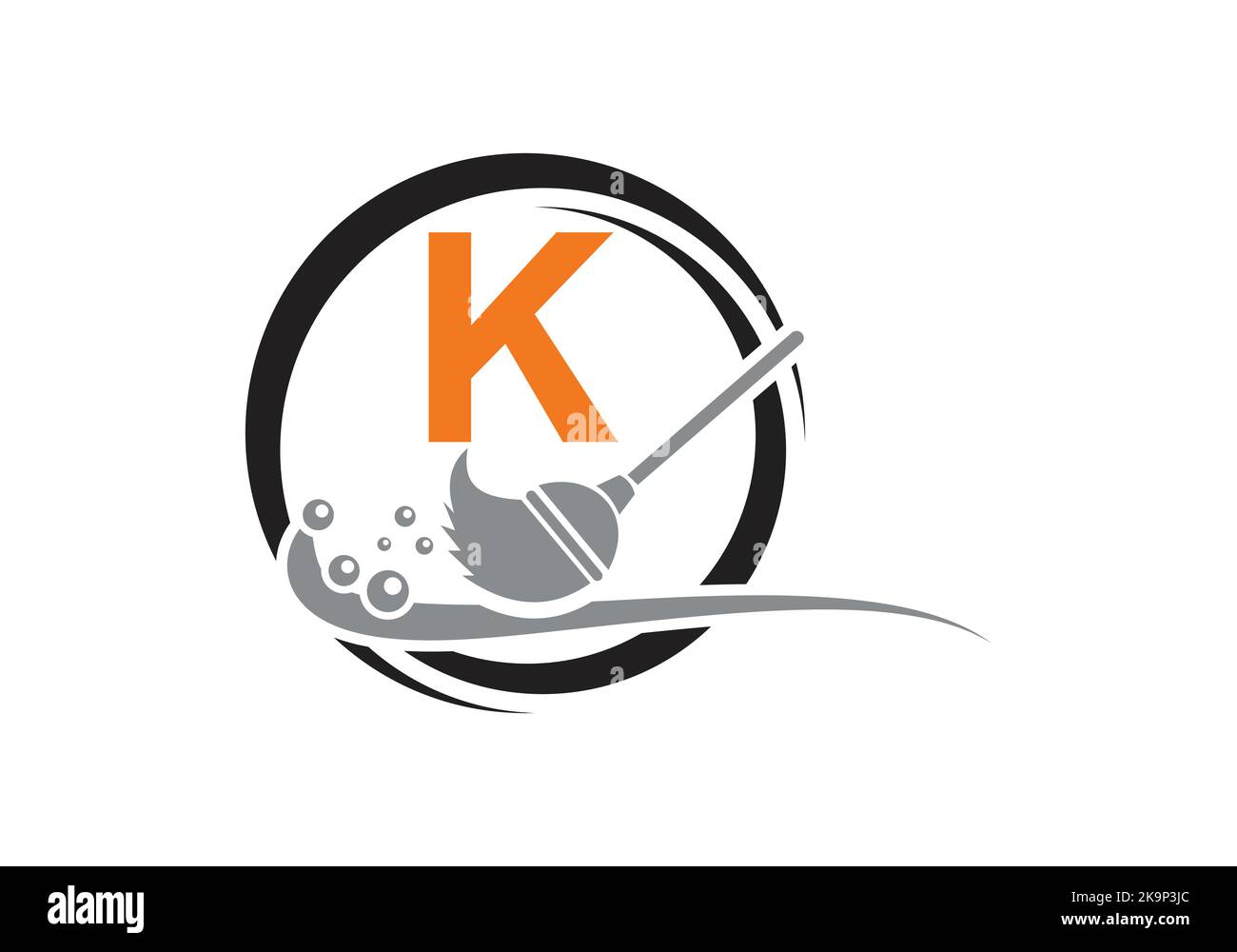 House Cleaning Logo On Letter K With Water Spa And Leaf Concept. Maid ...