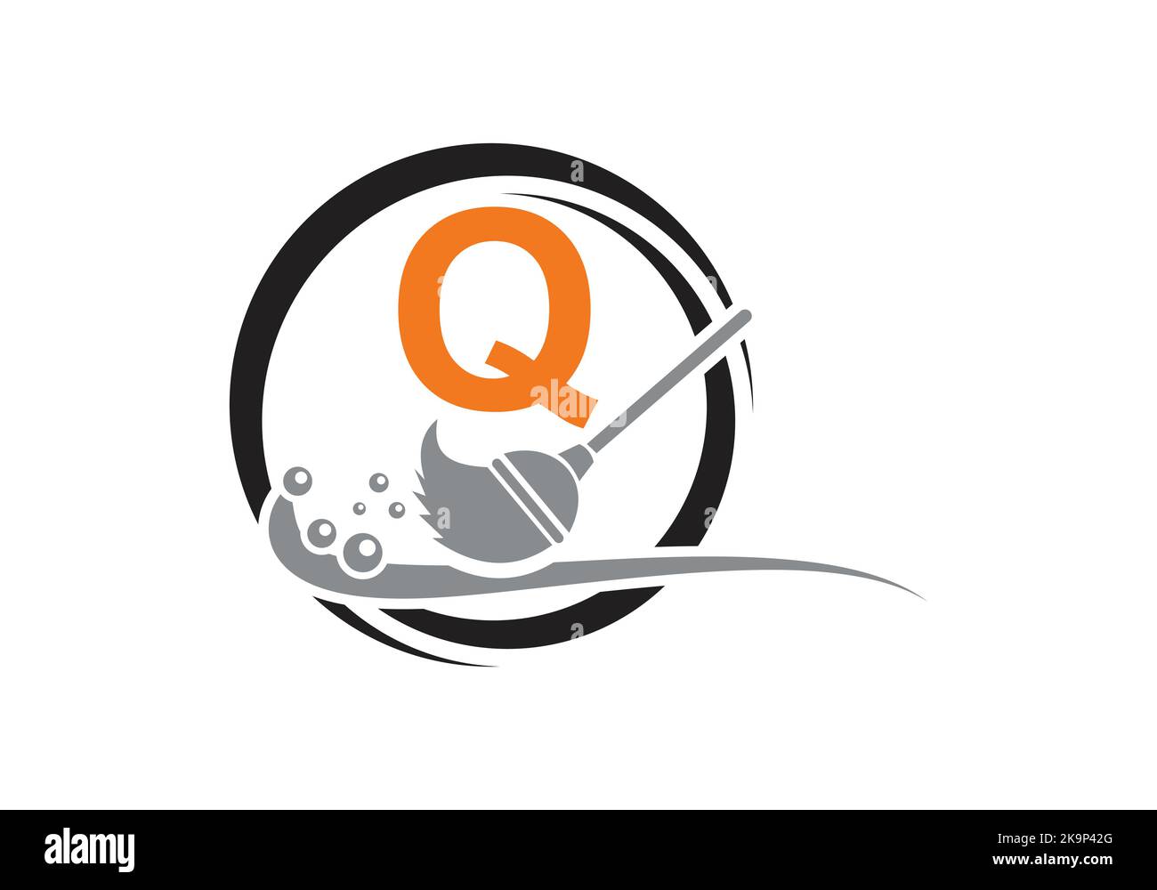 House Cleaning Logo On Letter Q With Water Spa And Leaf Concept. Maid ...
