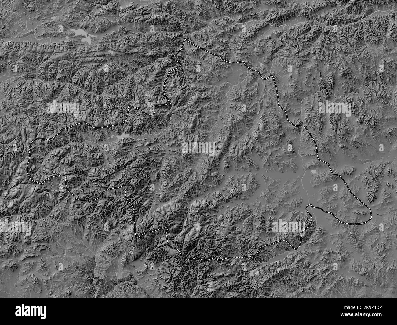 Arhangay, province of Mongolia. Bilevel elevation map with lakes and ...