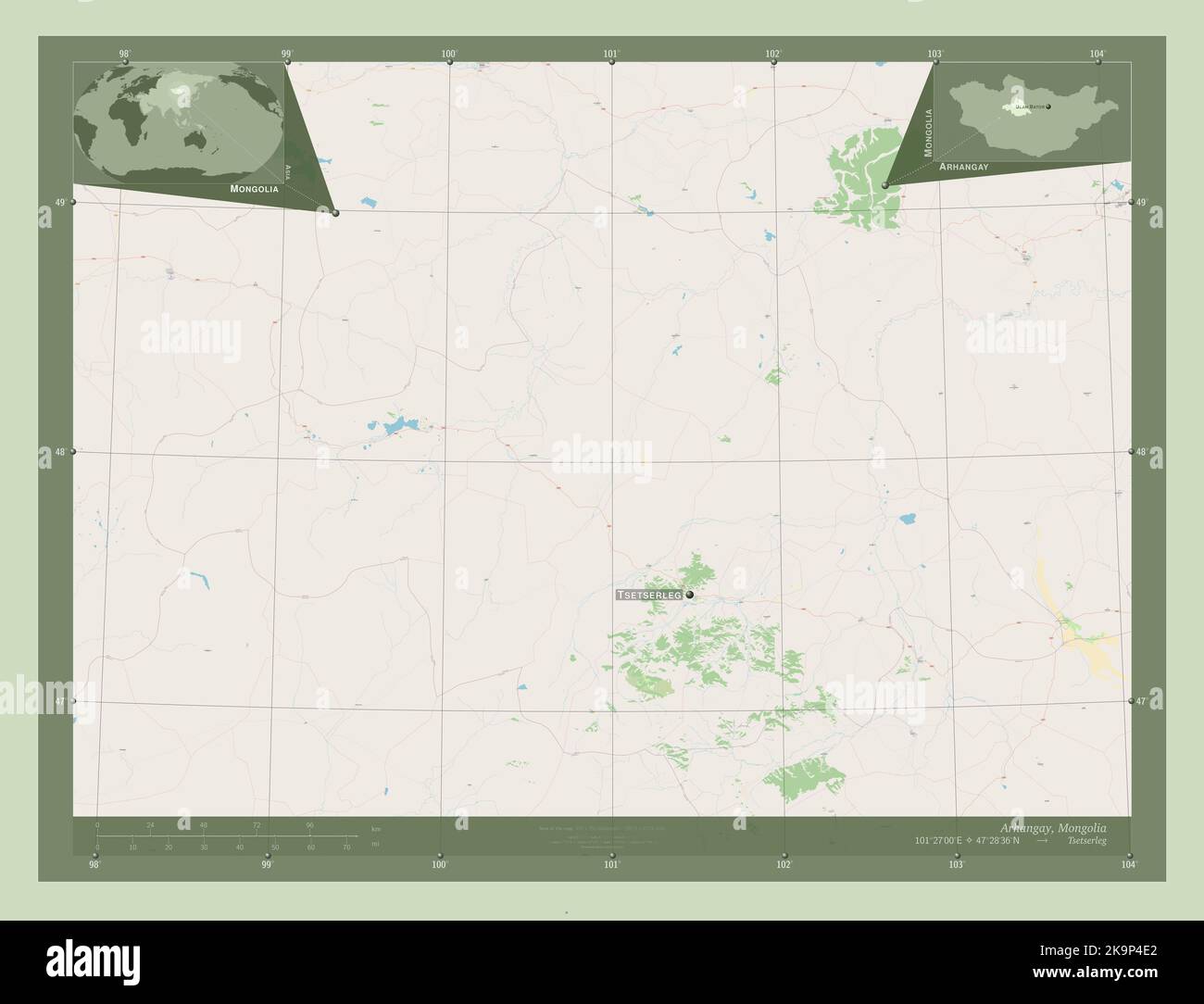 Arhangay, province of Mongolia. Open Street Map. Locations and names of ...