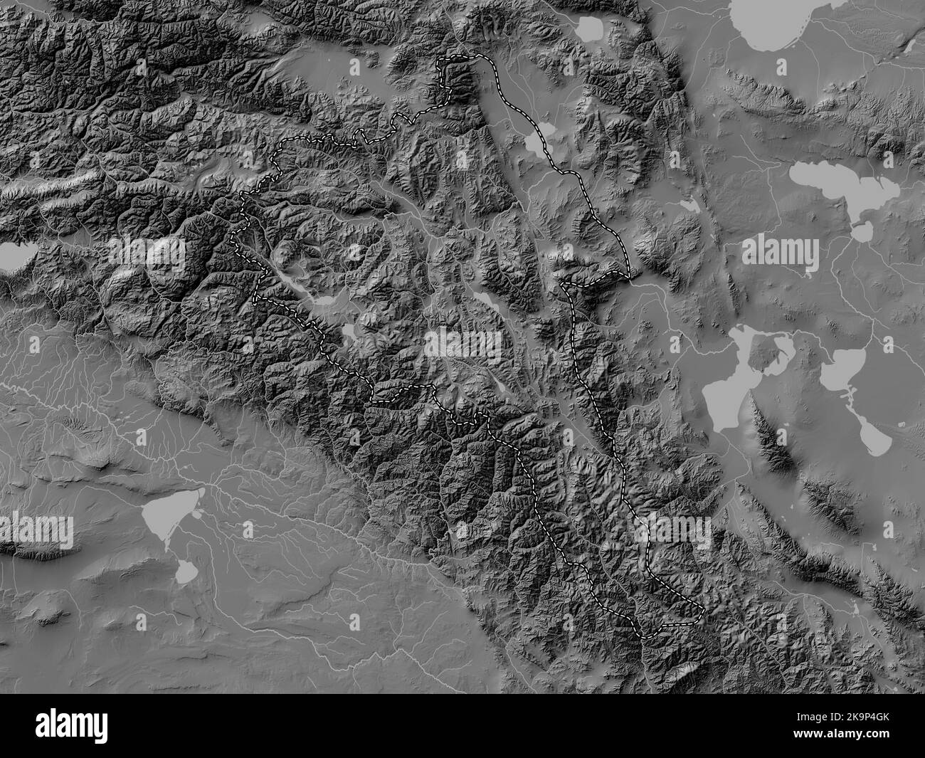 Bayan-Olgiy, province of Mongolia. Bilevel elevation map with lakes and ...