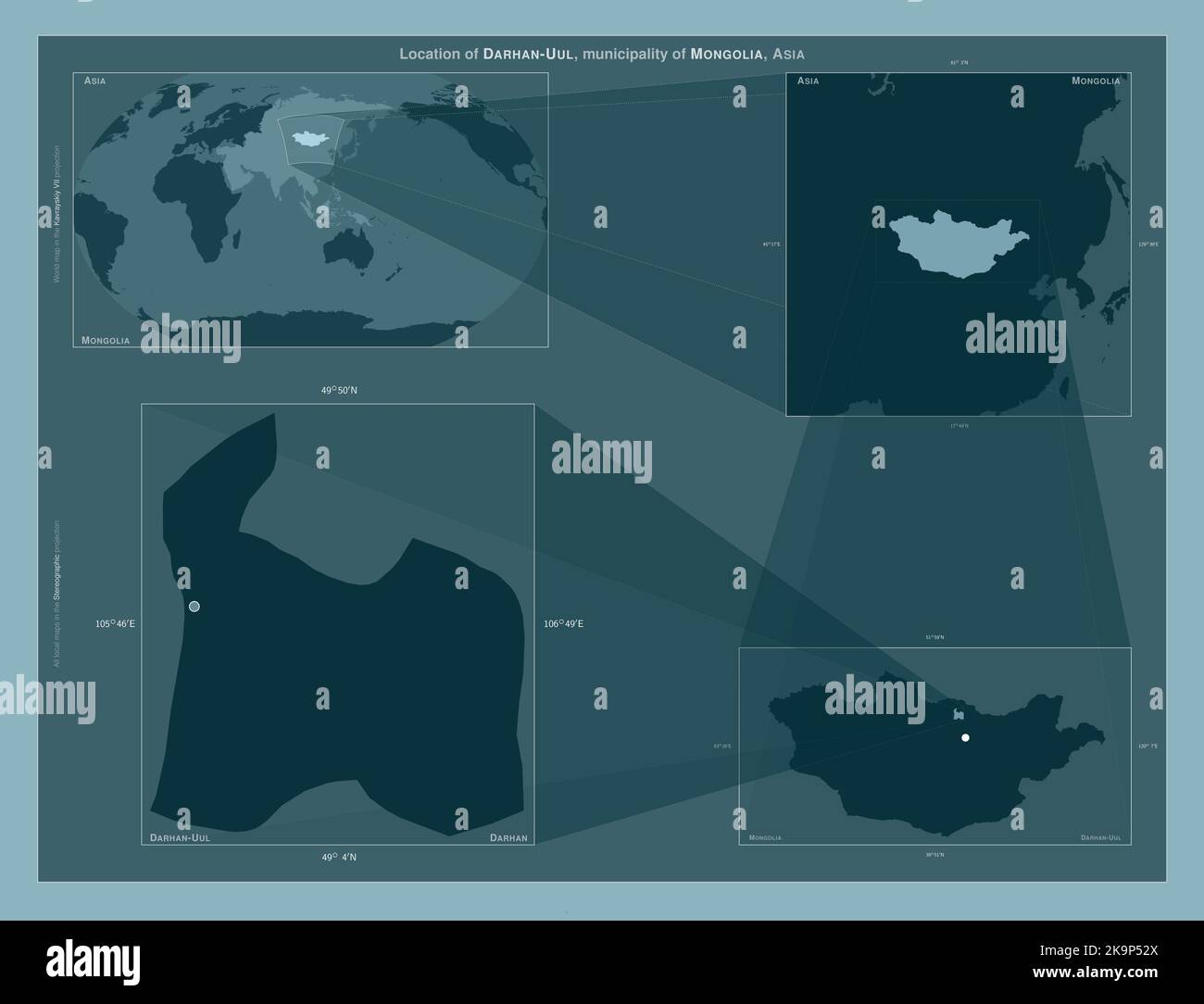Darhan-Uul, municipality of Mongolia. Diagram showing the location of ...