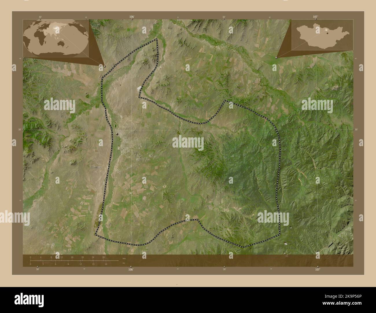 Darhan-Uul, municipality of Mongolia. Low resolution satellite map ...