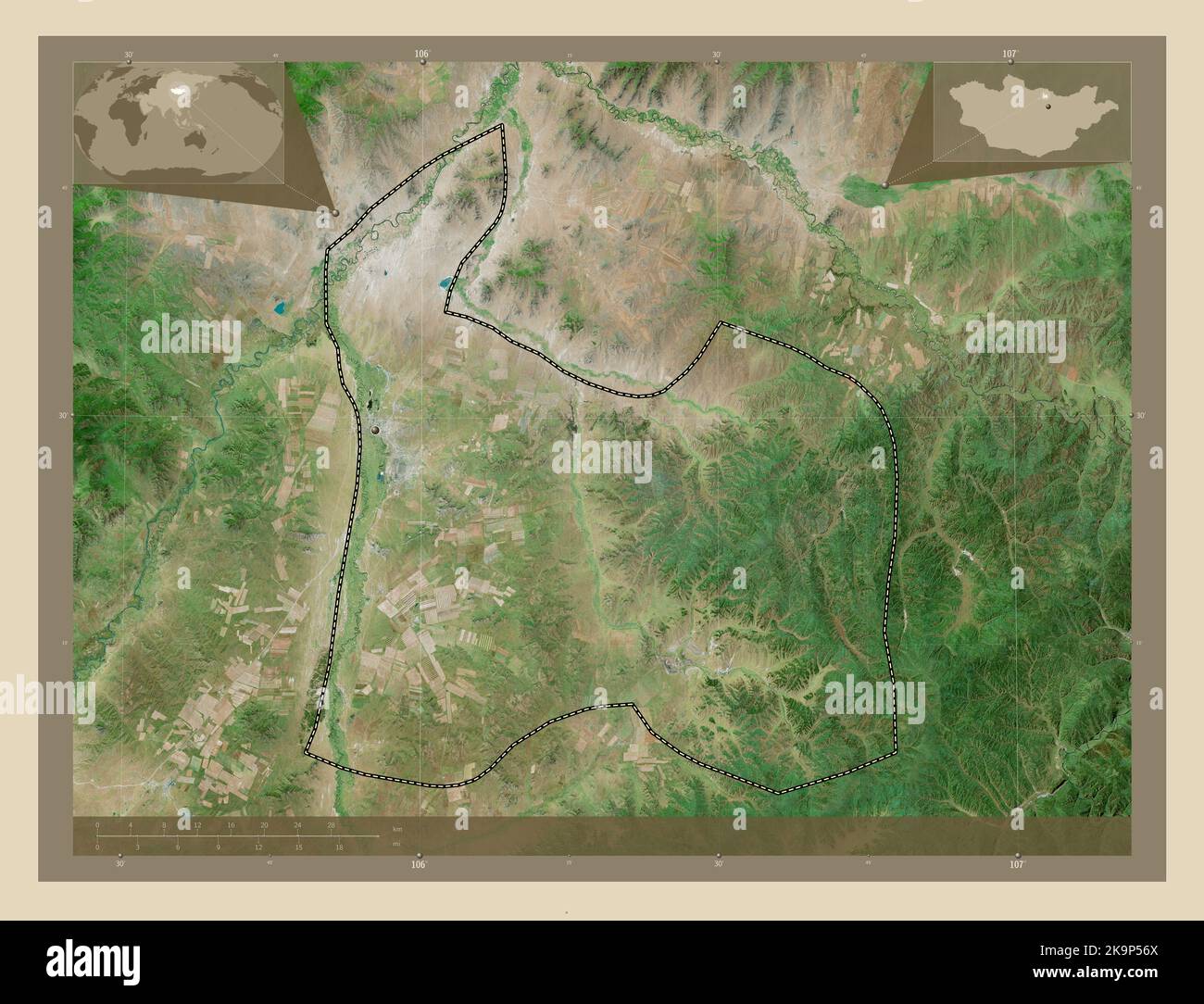 Darhan-Uul, municipality of Mongolia. High resolution satellite map ...