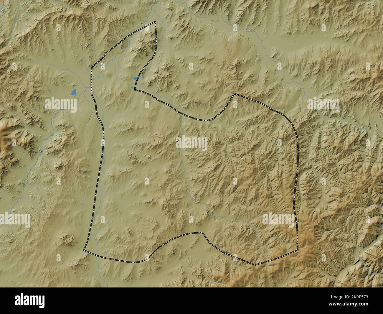 Darhan-Uul, municipality of Mongolia. Colored elevation map with lakes ...