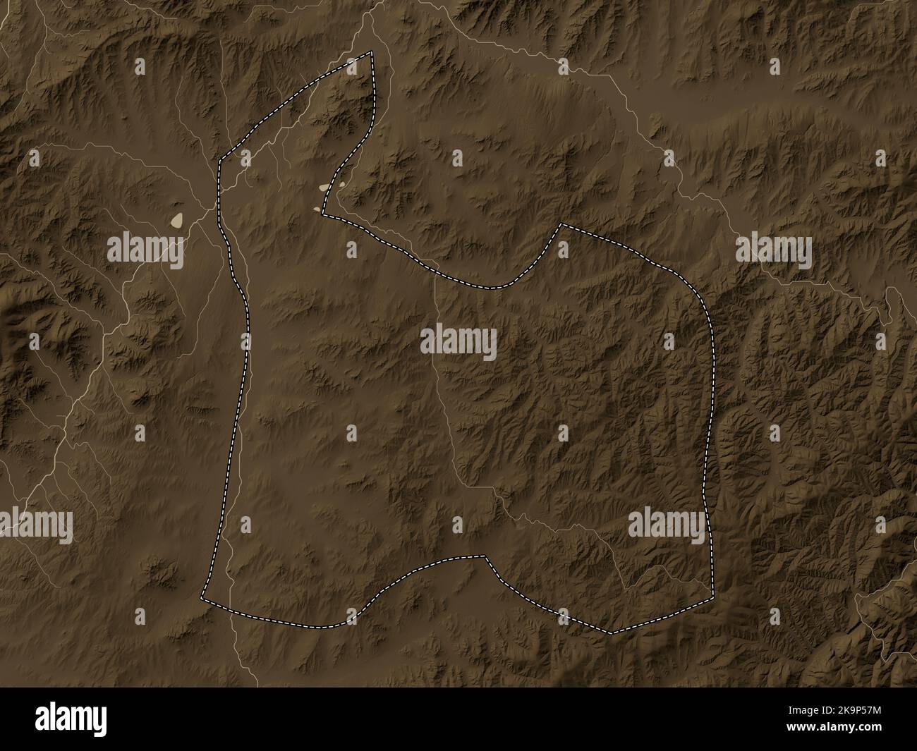 Darhan-Uul, municipality of Mongolia. Elevation map colored in sepia ...