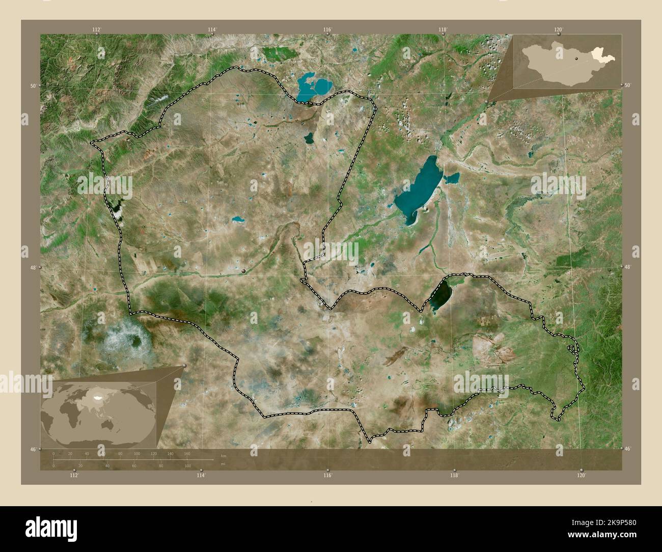 Dornod, province of Mongolia. High resolution satellite map. Locations ...