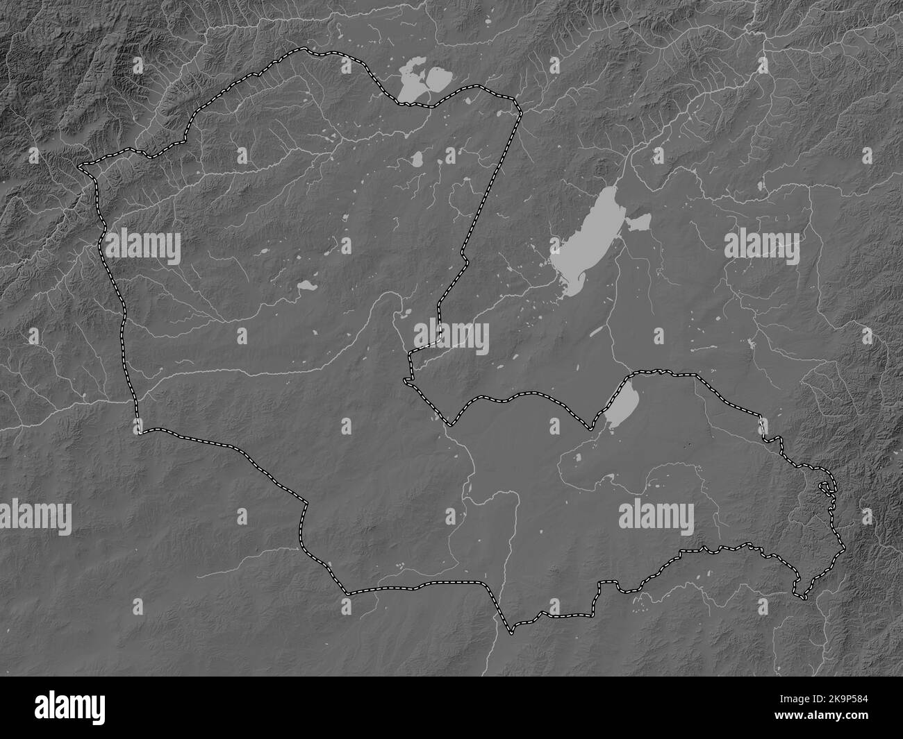 Dornod, province of Mongolia. Grayscale elevation map with lakes and ...