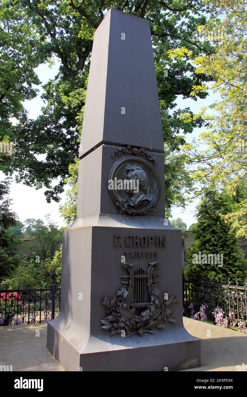 Chopin Monument-obelisk, in the park at the birth place of Frederic Chopin, classical Polish ...