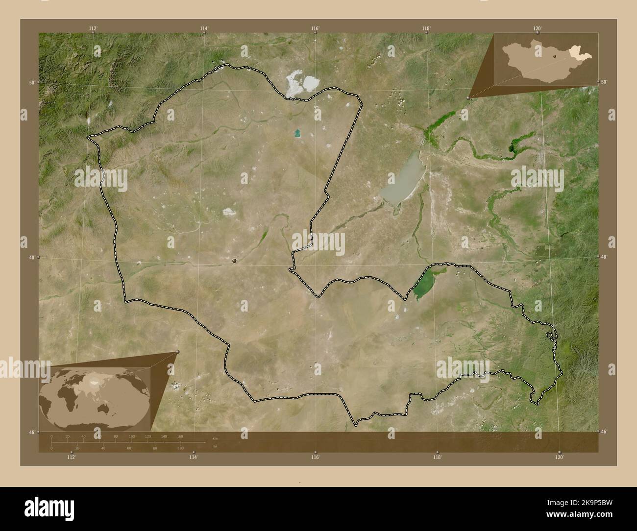 Dornod, province of Mongolia. Low resolution satellite map. Locations ...