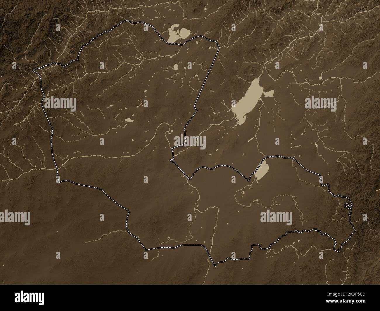 Dornod, province of Mongolia. Elevation map colored in sepia tones with ...