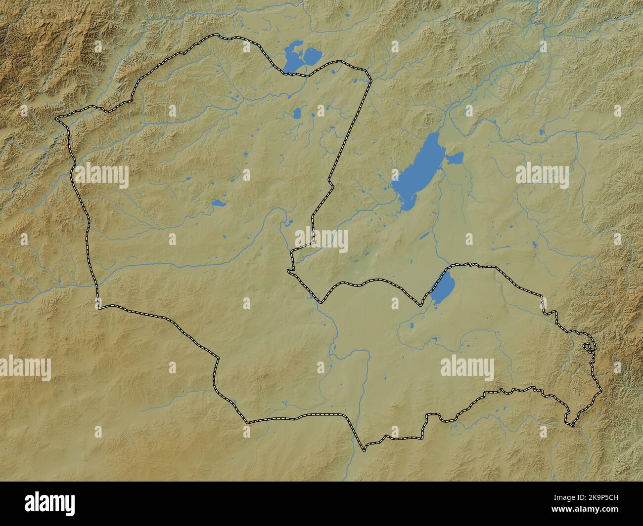 Dornod, province of Mongolia. Colored elevation map with lakes and ...