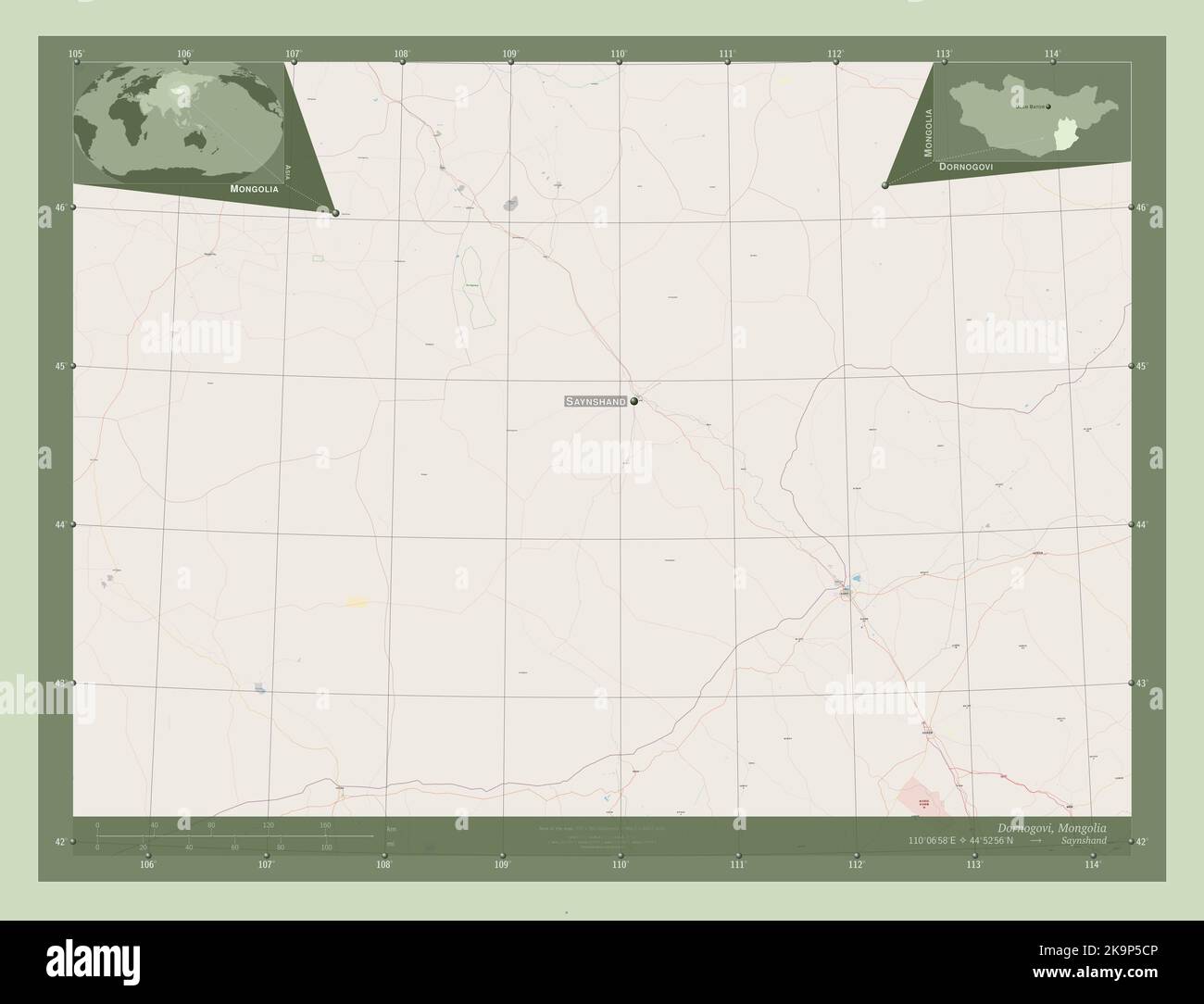 Dornogovi, province of Mongolia. Open Street Map. Locations and names ...